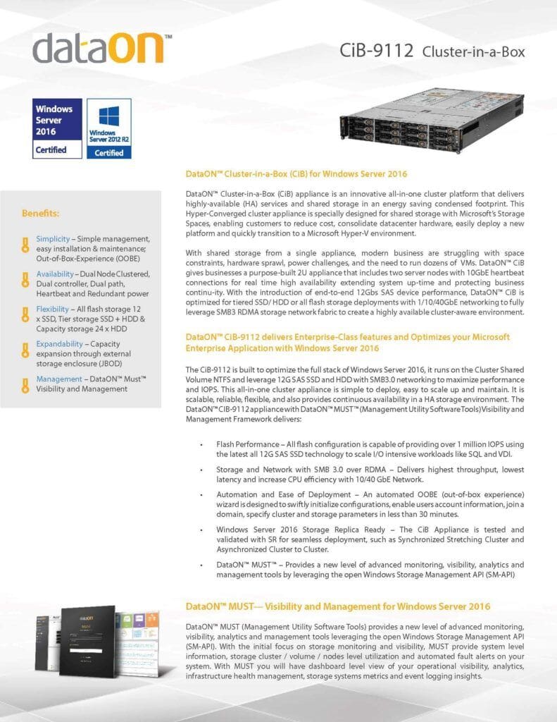 CiB-9112 · DataON is a Hybrid Cloud Computing Company