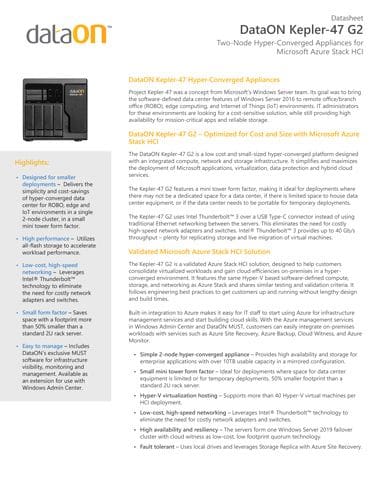 DataON_Kepler-47_G2_Hyper-Converged_Appliances_Datasheet · DataON is a ...