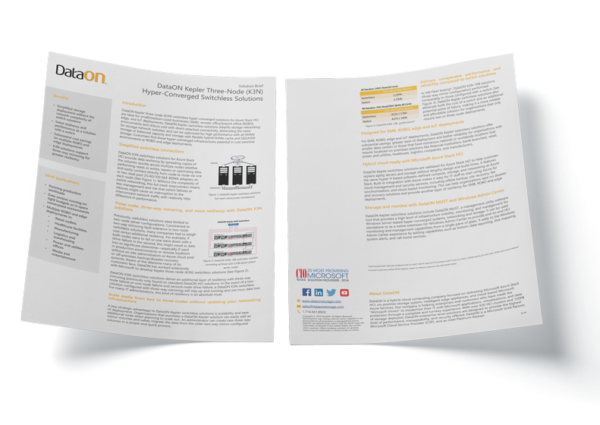Kepler Three-Node (K3N) Switchless solutions for Azure Stack HCI · DataON is a Hybrid Cloud ...