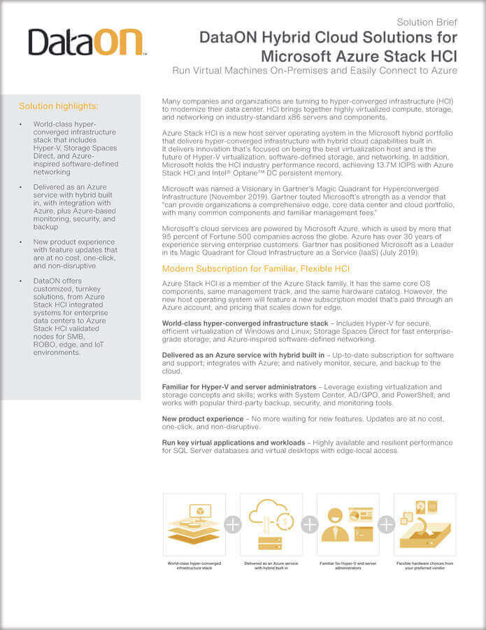 DataON-Hybrid-Cloud-Solutions-for-Azure-Stack-HCI--2020-07 · DataON is ...
