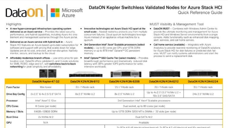 DataON-Switchless-Family-Quick-Reference-Guide-v2022-05 · DataON is a ...